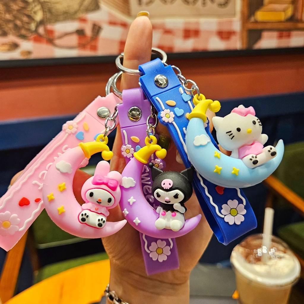 Sanrio Cute Keychain Moon Kuromi Cinnamoroll Pochacco Key Chains Car ...
