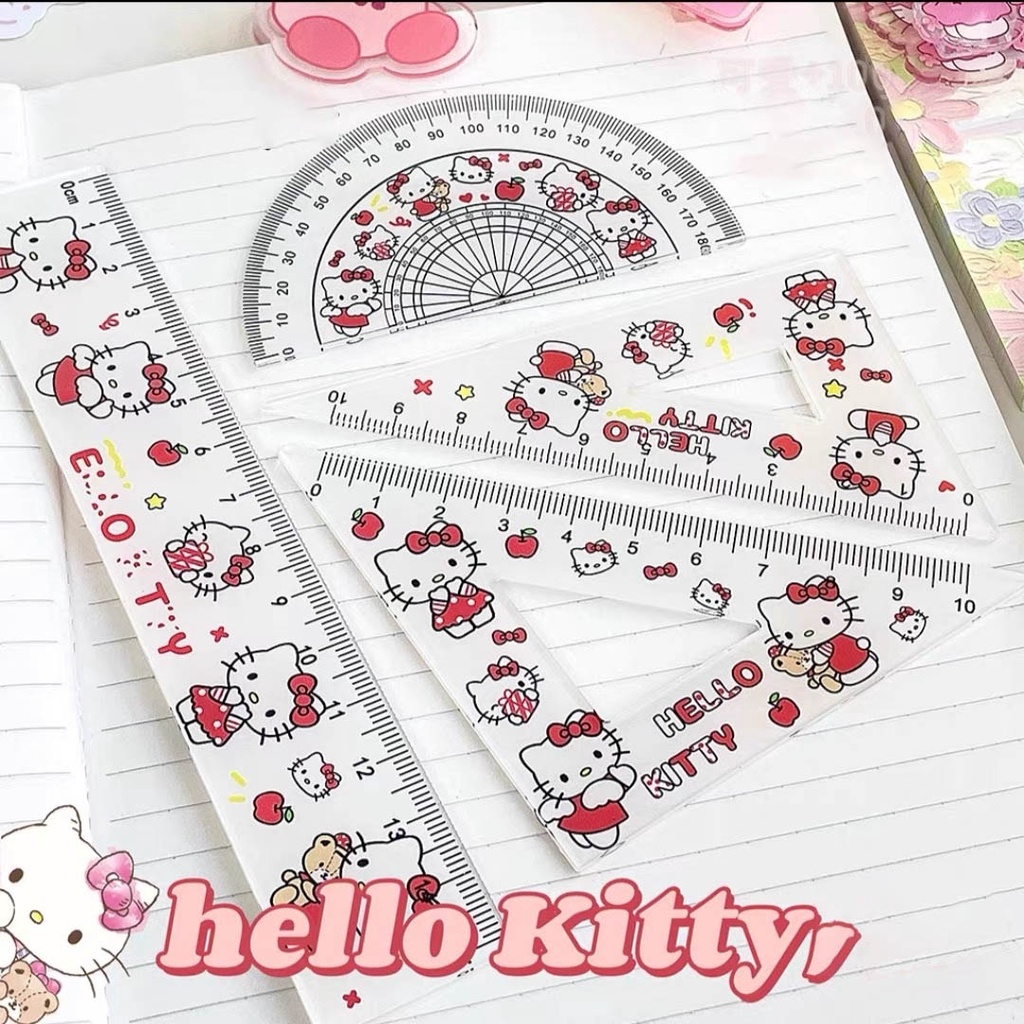 Hello Kitty Ruler Set Sanrio Kuromi Cinnamoroll Printing Ruler Precise ...