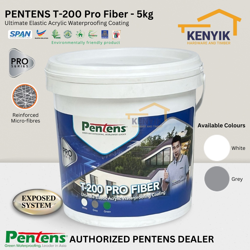 PENTENS 5kg T-200 Pro Fiber (Grey/White) (Ultimate Elastic Acrylic ...