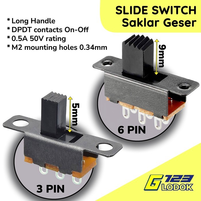 Slide Switch ON OFF Slide Switch DPDT SPDT 2x3 Toggle Switch Micro Mini Lever Short Length PCB ...
