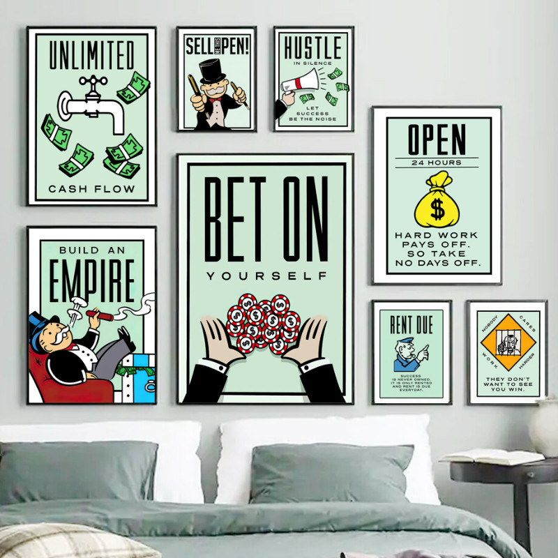 Monopoly Millionaire Dollar Money Poster Cartoon Figure Motivational ...