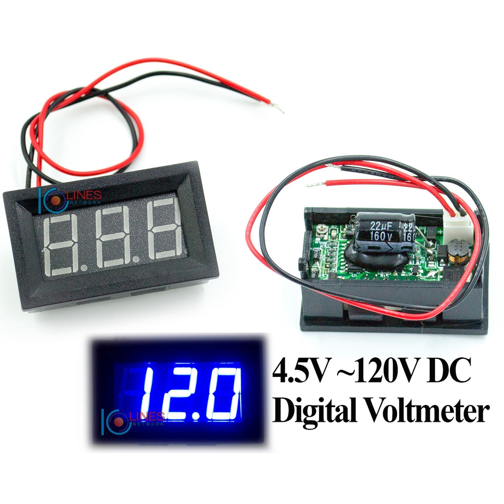 4.5V~150V DC Digital voltmeter panel mount Blue w/Calibration 48V 60V ...