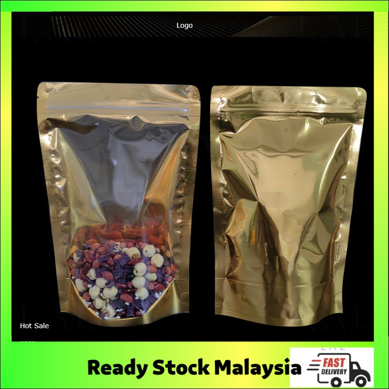 50pc Gold Semi Metalised Bag Aluminium Zip Lock Stand Up Pouch ...