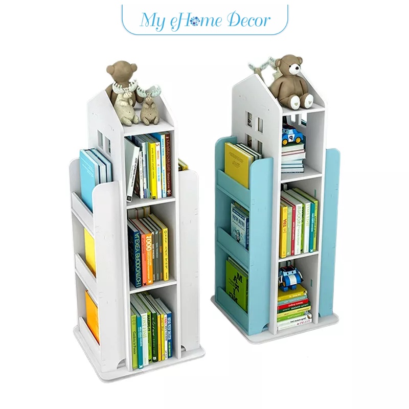 Children rotating bookshelf living room space saver waterproof student ...