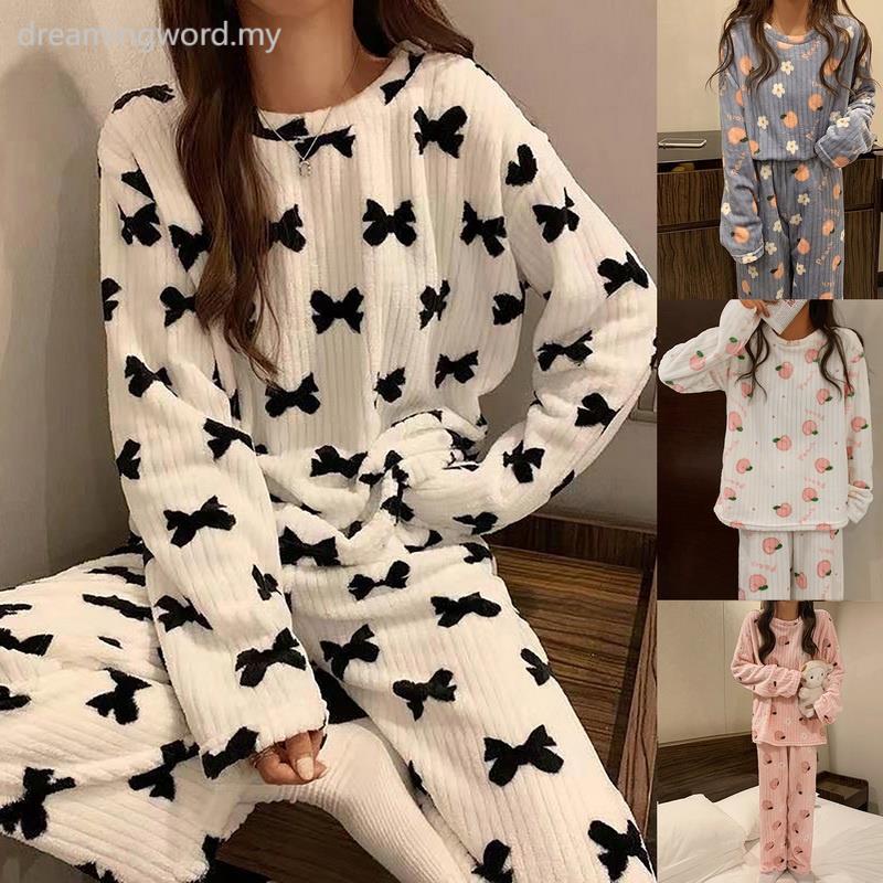 (40-90)Kg Women Pajamas Sets Winter Female Soft Plus Size Knitted ...