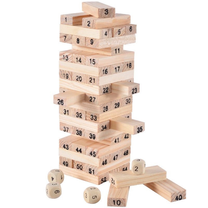 54 Pieces Log-colou Digital Children's Stacked Building Blocks Wooden ...