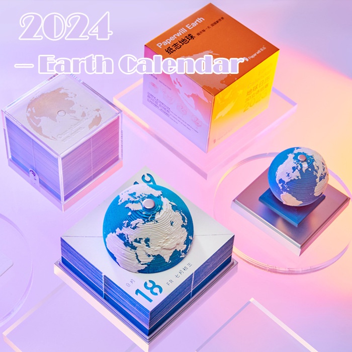 Paperwill Earth Calendar 2024 3D Earth Model Table Calendar Gift Paper ...