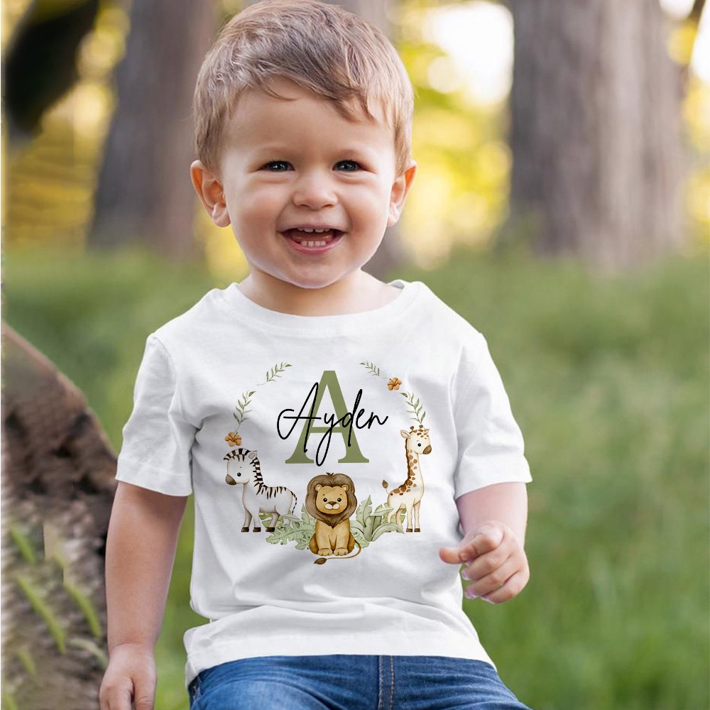 Personalized Birthday Shirt Initial with Name T-Shirt Wild Tee Boys ...