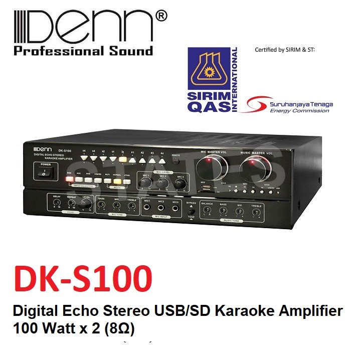 DENN DK-S100 Digital Echo Stereo USB/SD Karaoke Amplifier - Certified ...
