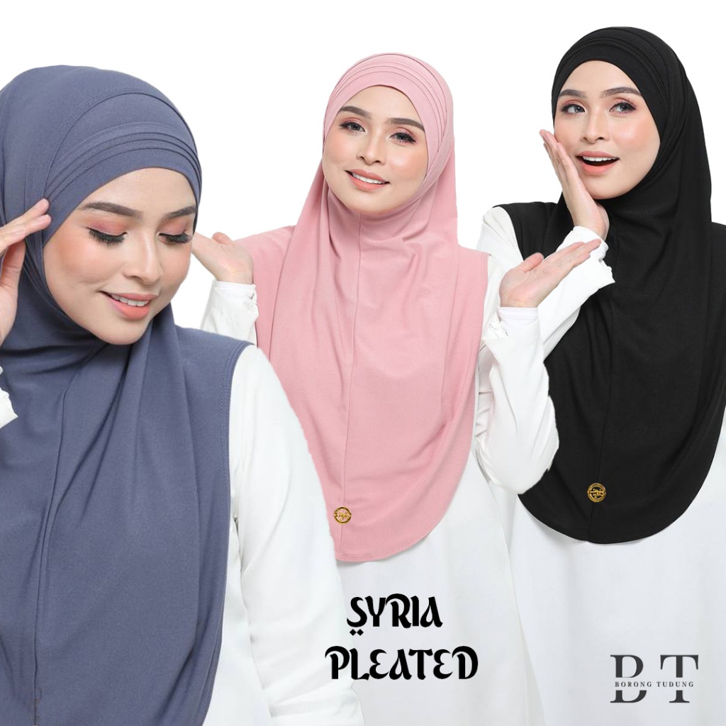 Syria Pleated Mosscrepe | Tudung Sarung Syria 2pc set | Shopee Malaysia