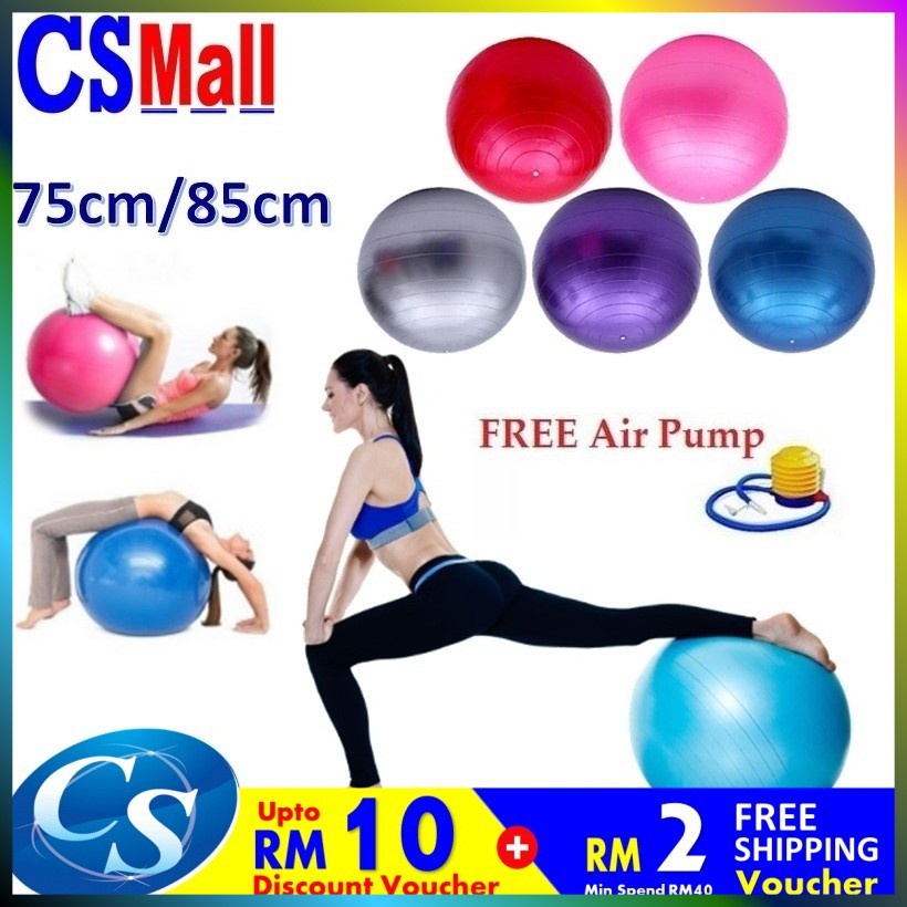 🔥🔥FREE PUMP 75cm 85cm Burst Resistance Yoga Ball Gym Fitness Iron Shake ...