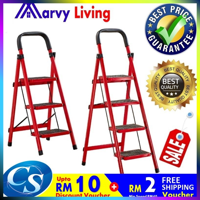 🔥🔥 3 / 4 / 5 Step Folding Ladder Lightweight 3/4 Tier Portable Ladder ...