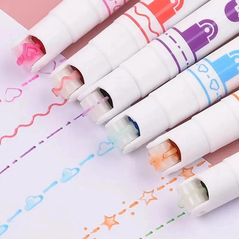 Cute Curve Line Highlighter Pen Creative Flower-shaped Curve Line ...