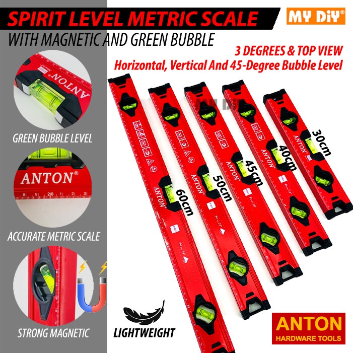 MYDIYHOMEDEPOT - ANTON Magnetic Spirit Level with Scale Aluminium Alloy ...