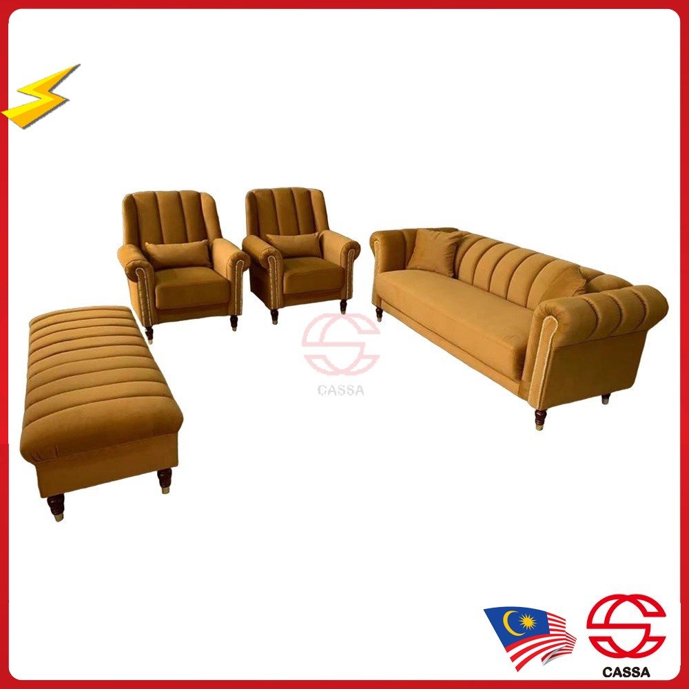 Cassa Europe Style Chesterfield II Mix Match Sofa 123 Seater Ottoman Bench Stool Velvet/Cat ...
