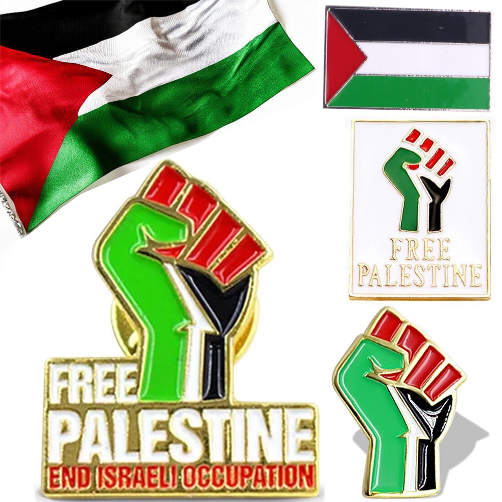 Free Palestine Fist Pin Badge - Palestinian Solidarity Free Gaza Pin ...