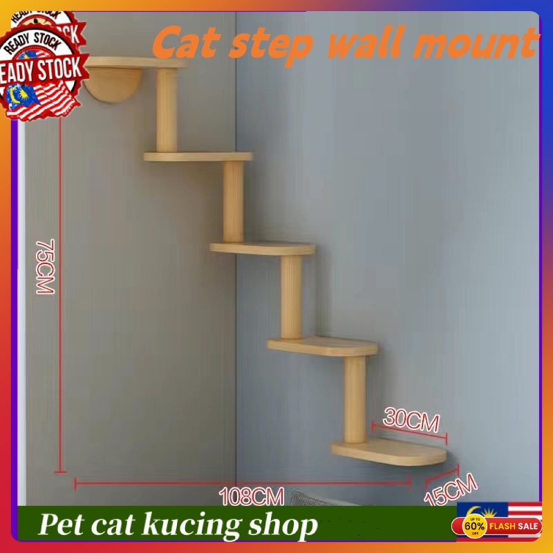 Solid Wood Cats Wall Mount Staircase Ladder Climbing Step Shelves Cat ...