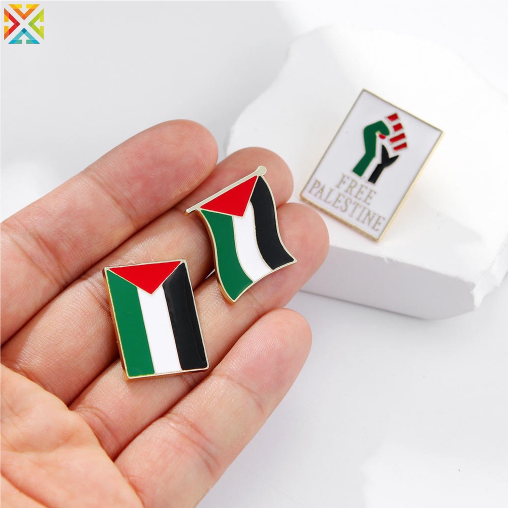 Palestine Flag Colour Fist Metal Badge Pin Badge Lapel Flag Badge-Free ...