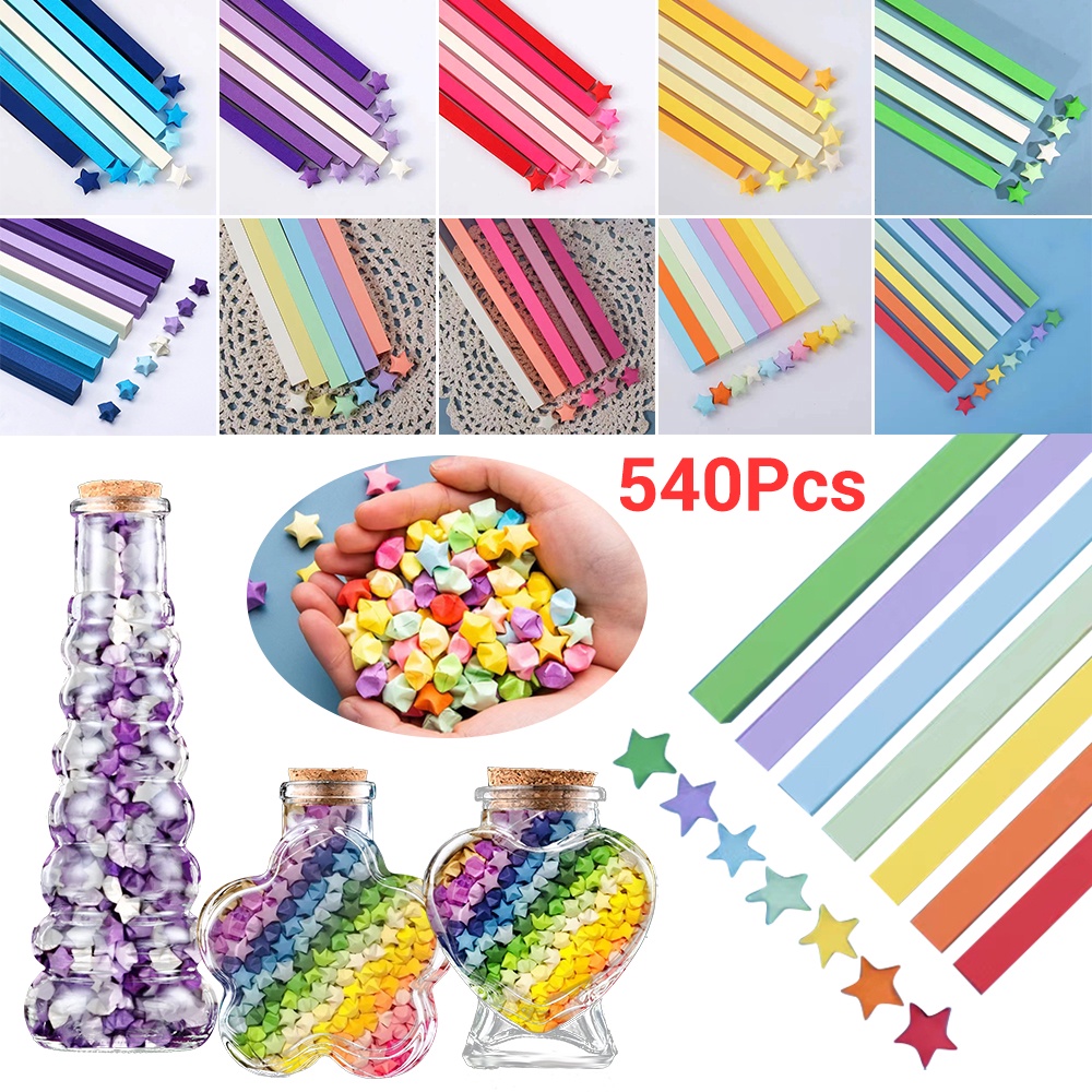 540pcs Colorful Paper Stars Origami DIY Stars Origami Paper Strips Fold ...