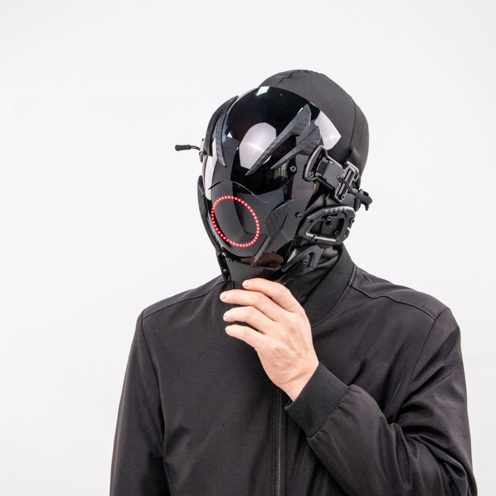 Cyberpunk Black Mask Led Luminous Full Face Cover Bluetooth ...