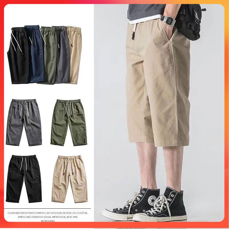 Men Shorts Three Quarter Pants Casual Short Pants 3 Quarter Pants ...