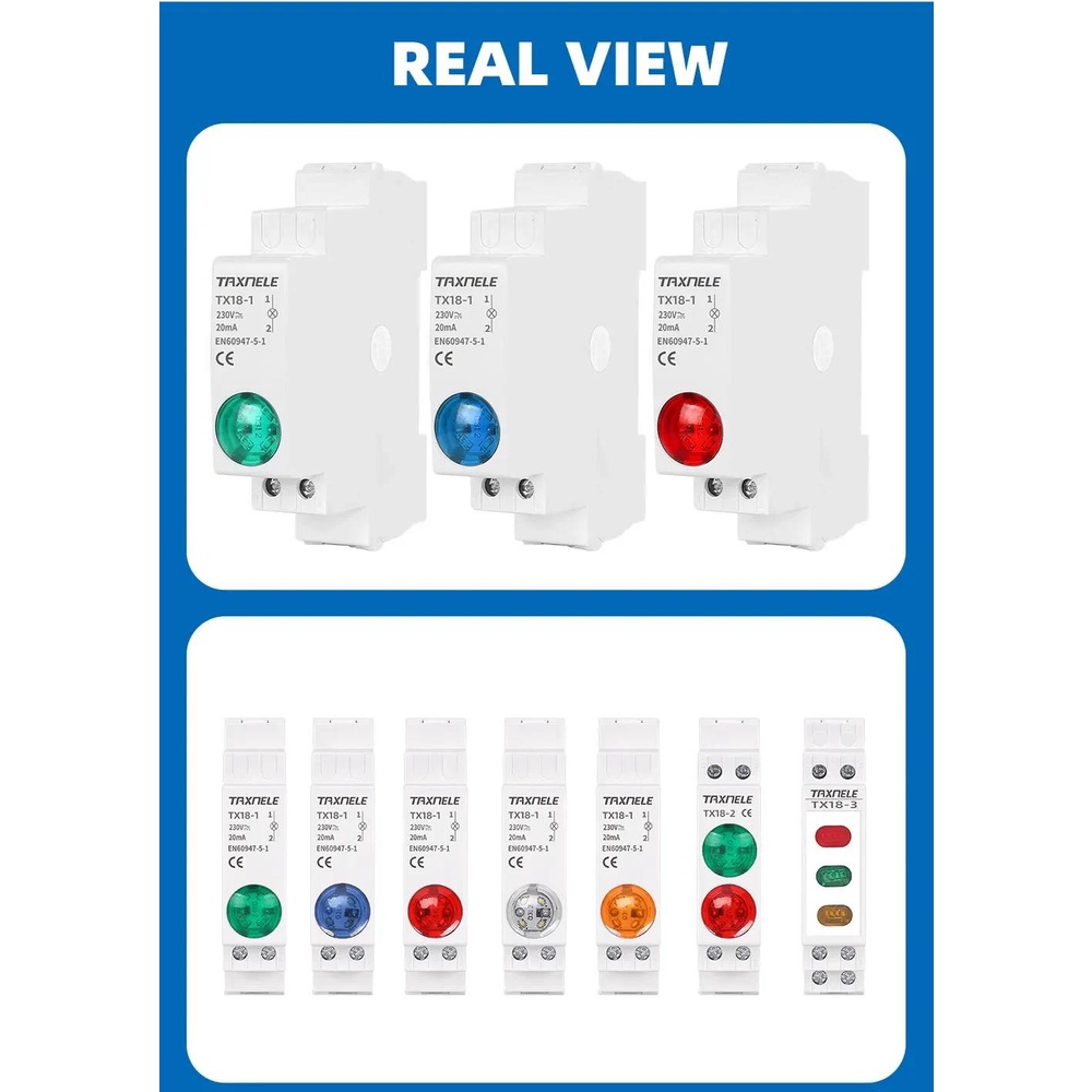 Din Rail Mount LED Signal Lamp AC DC 220V 230V Indicating Pilot Lights ...
