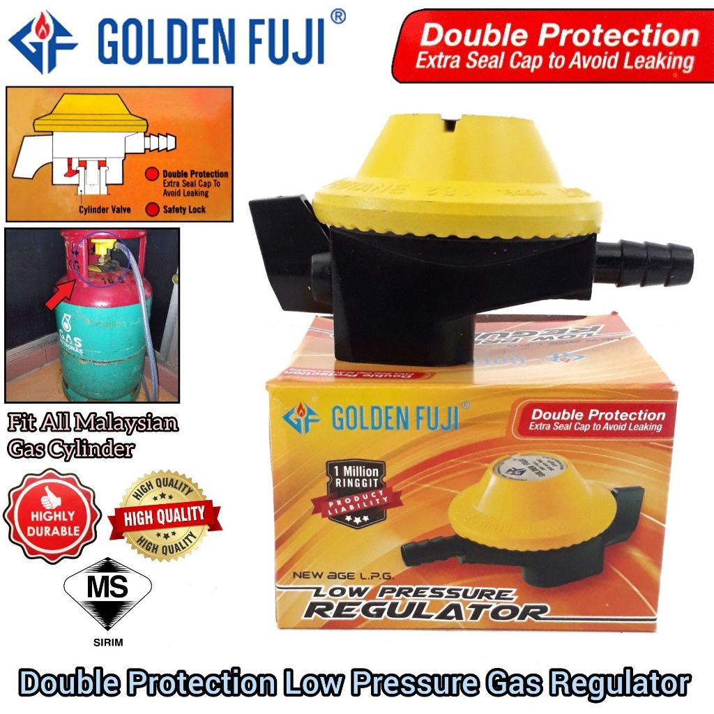 Golden Fuji Gas Regulator Low Pressure Double Protection Safety Lock ...