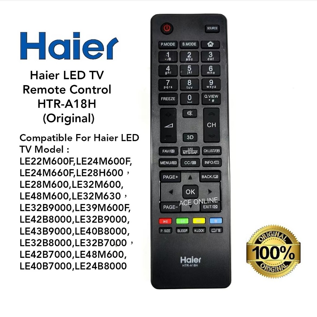 (OEM & Original) Haier LED TV Remote Control HTR-A18H | Shopee Malaysia