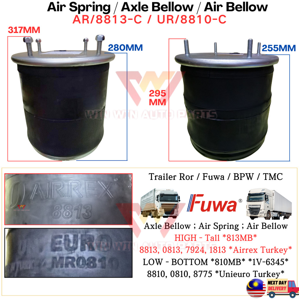 AR/8813-C UR/8810-C Trailer Ror Fuwa BPW TMC Air Spring Kabin Bellow ...