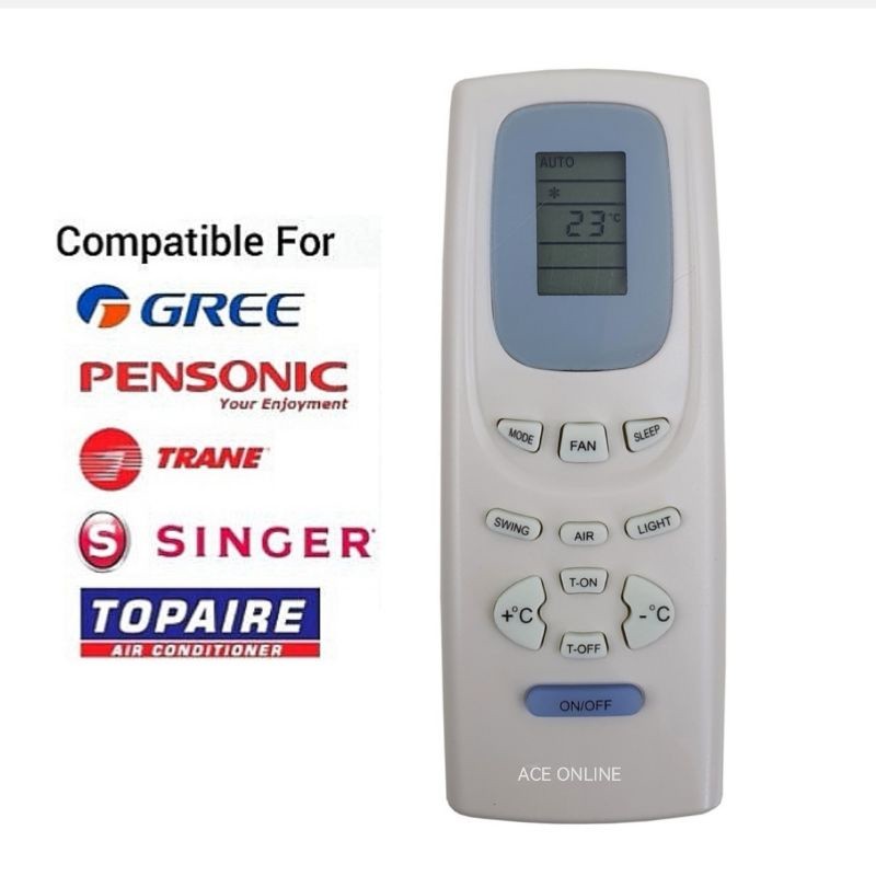PENSONIC/GREE/SINGER/TOPAIRE/TRANE Air Conditioner Remote Control ...