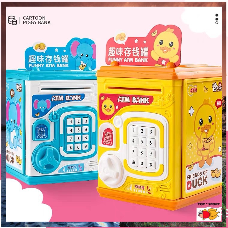 Cartoon Piggy Bank Tabung Duit Tabung Atm Electric Smart Atm Save Money ...