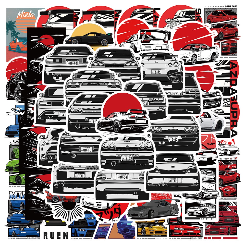 50 pcs Japan Touring Cars, JDM Automobile Culture Waterproof PVC ...