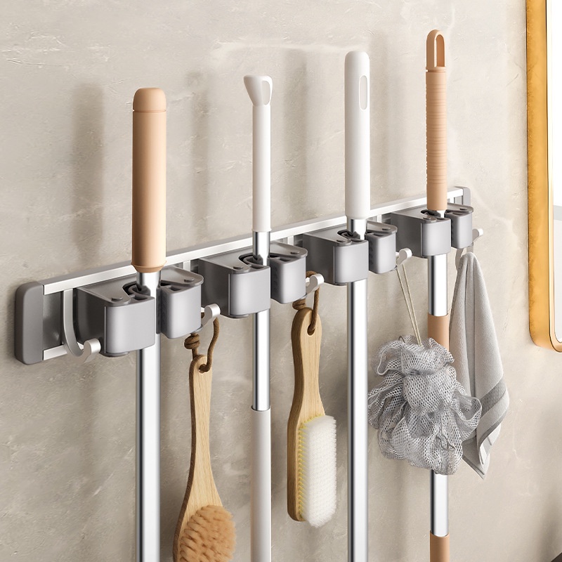 Multifunctional Broom Hanger Storage Rack Wall Mounted Mop Storage ... Multifunctional Broom Hanger Storage Rack Wall Mounted Mop Storage ...