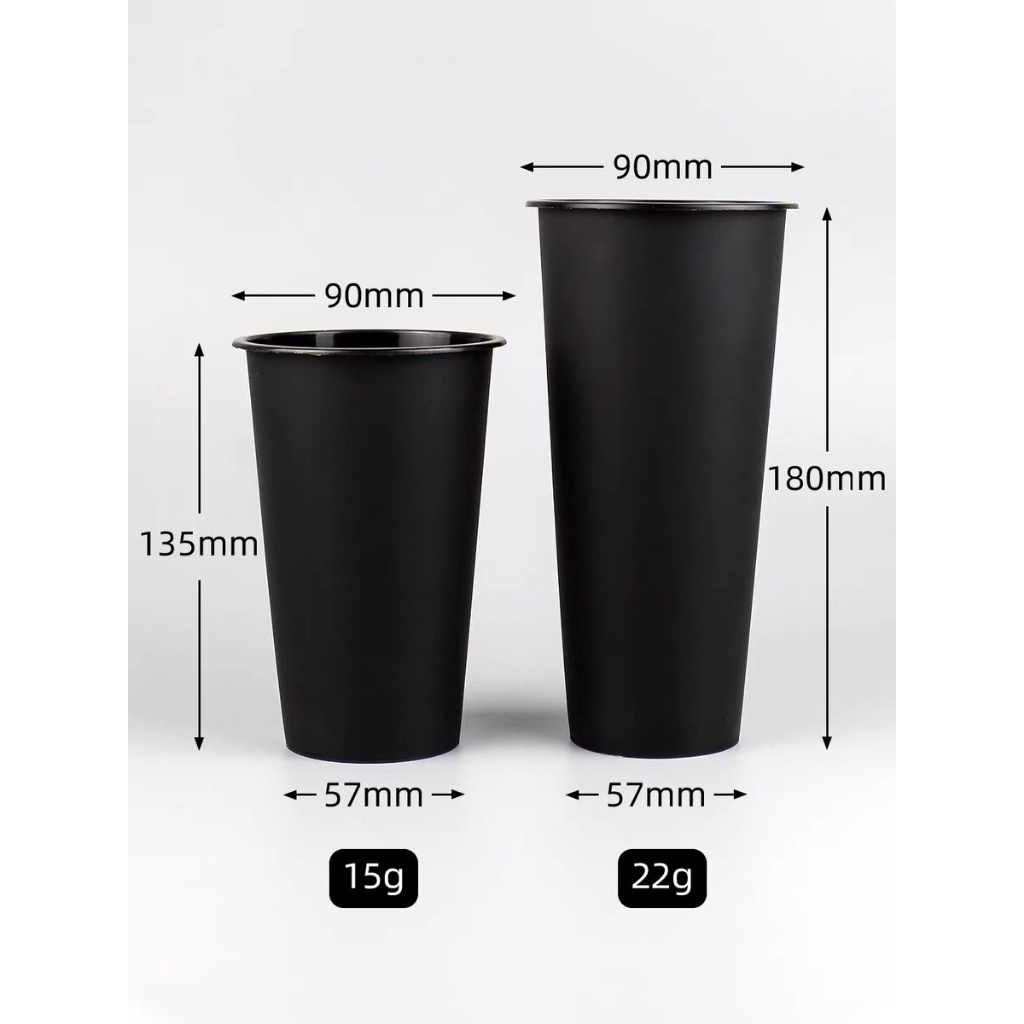 (Ready Stock)【25pieces】Matte Black cup PP, Slim shape Thick Plastic cup ...