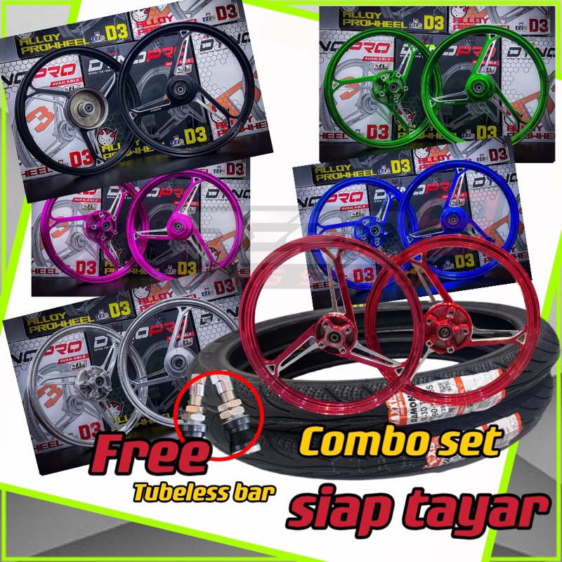 SPD dynopro D3 sport rim siap tayar maxxis diamond y15 y16 LC135 RS150 RSX150 | Shopee Malaysia