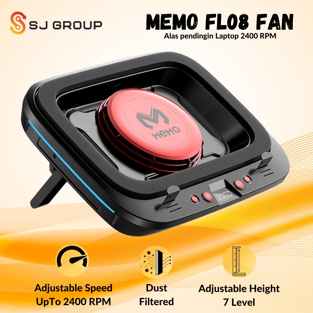 Memo FL08 Laptop Cooling Fan 2400RPM Turbo Compressed Air Cooler RGB ...