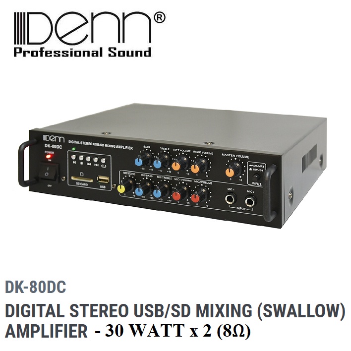 DENN DK-80DC Digital Stereo Mixing Amplifier (USB/ SD) | Shopee Malaysia