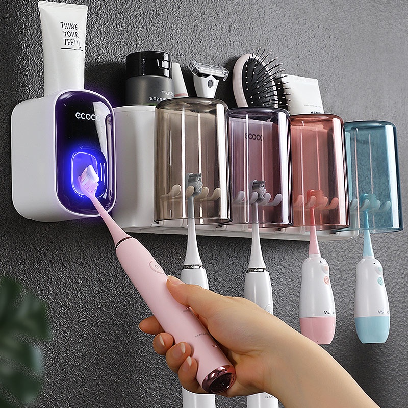 Wall-mounted Toothbrush Holder Bathroom Punch-free Toothpaste ...