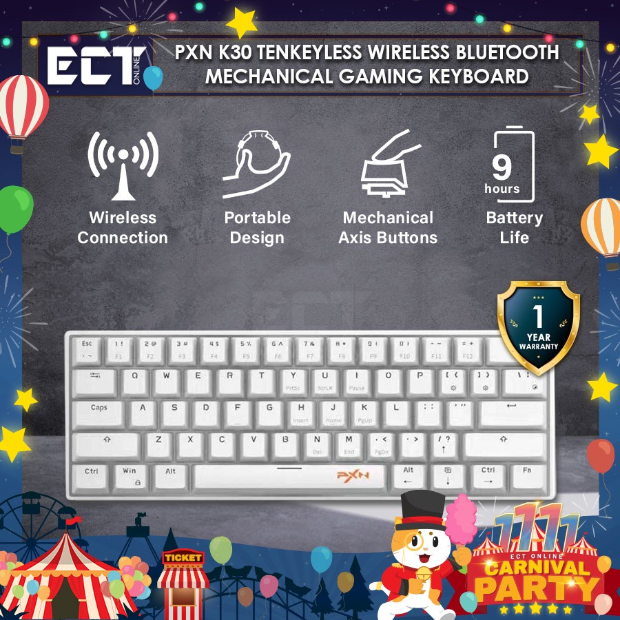 PXN K30 Tenkeyless Wireless Bluetooth Mechanical Gaming Keyboard (PC ...