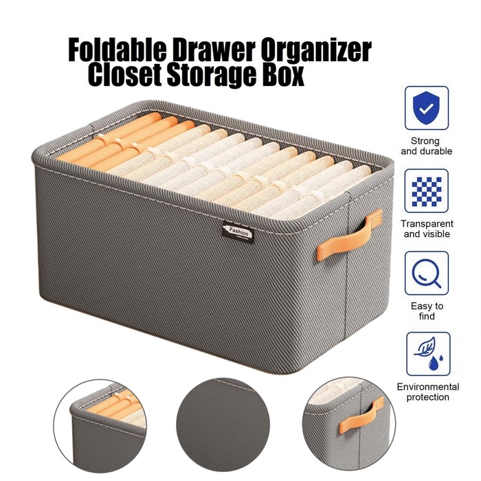 Folderable Clothes Storage Box Clothing Organizer Basket Steel Frame ...