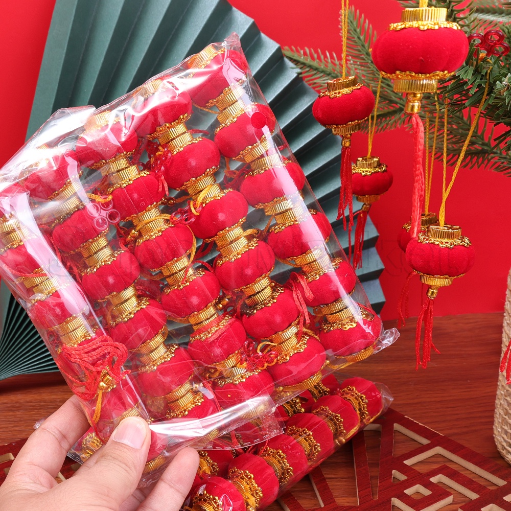 [ Featured ] Mini Flocking Red Lanterns / Chinese New Year Hanging ...