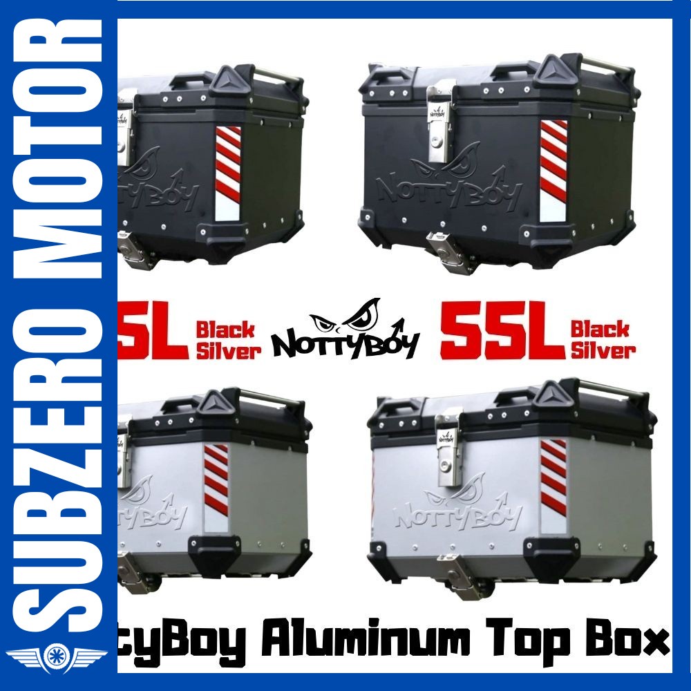 NottyBoy Heavy Duty Aluminum Top Box 45L 55L Premium Design Solid Steel ...