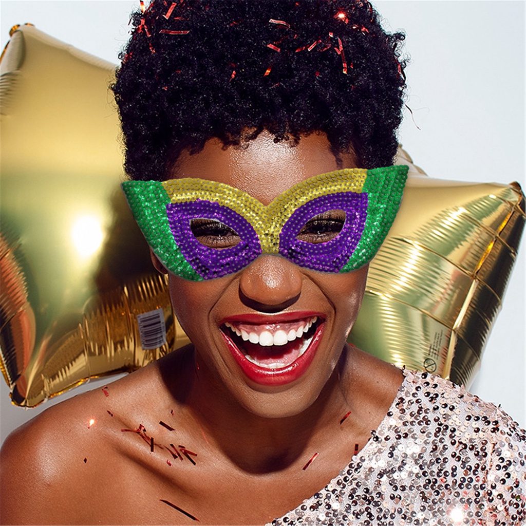 Sequin Mask Mardi Gras Masquerade Mask Carnival Christmas Party Mask ...