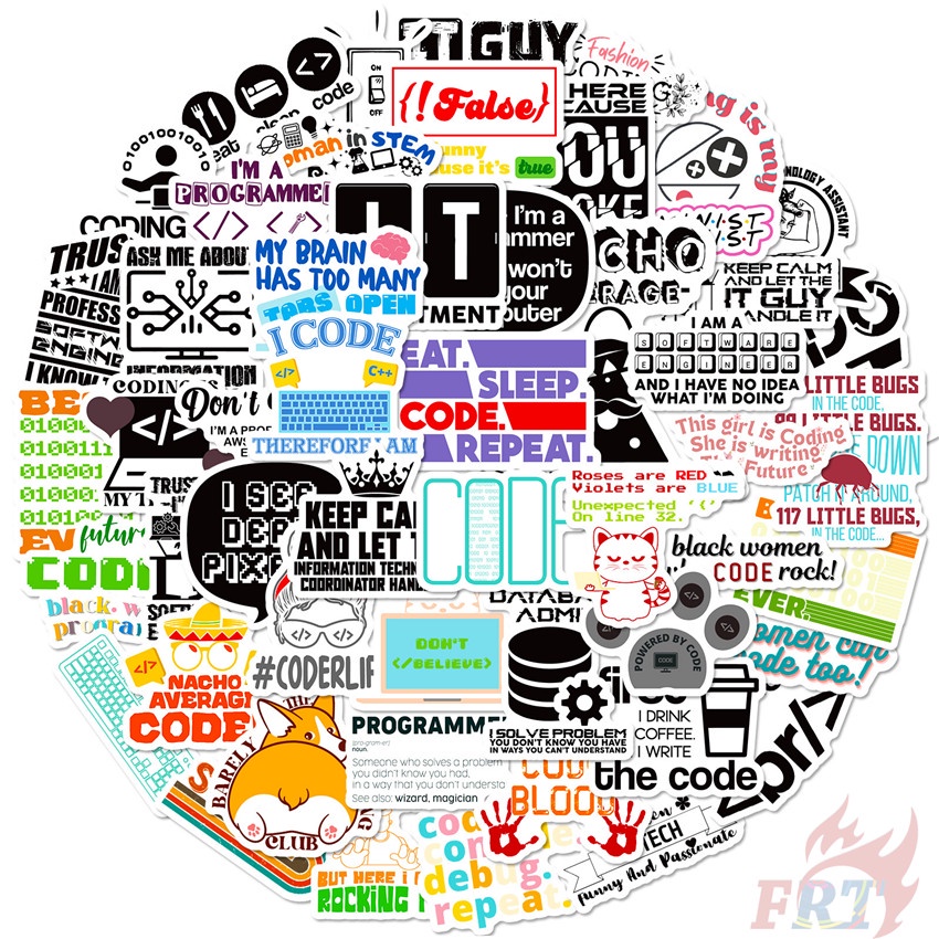 50Pcs/Set Funny Programmer Slang Art Series 01 Stickers DIY Fashion ...