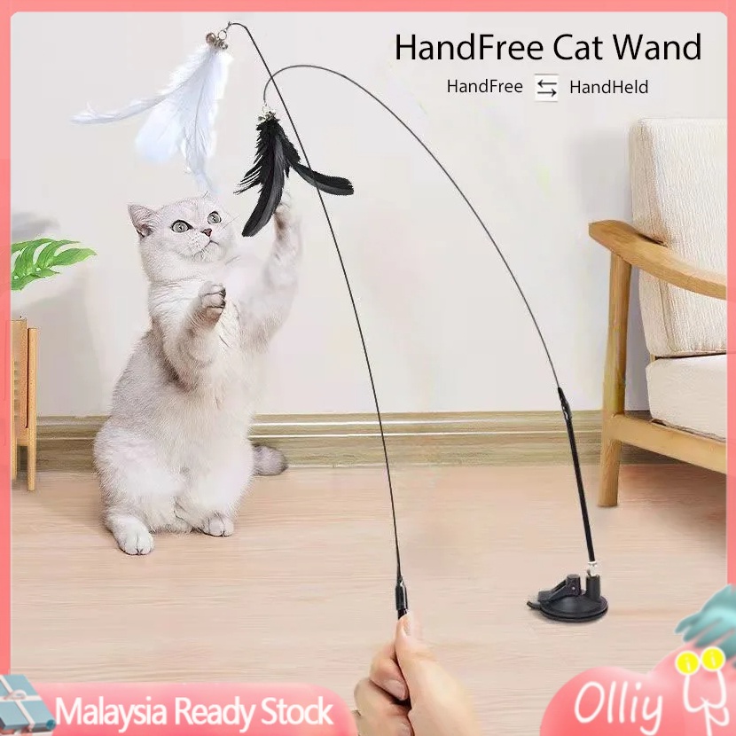 Interactive Cat Toy Handfree Cat Stick Playing Kitten Playing Teaser ...