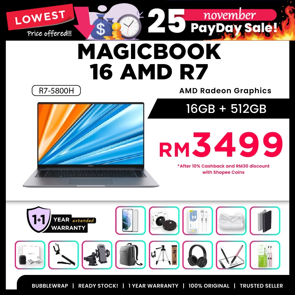 HONOR Magicbook 16 (AMD Ryzen 7 5800H & 16GB RAM 512GB SSD) - Original ...