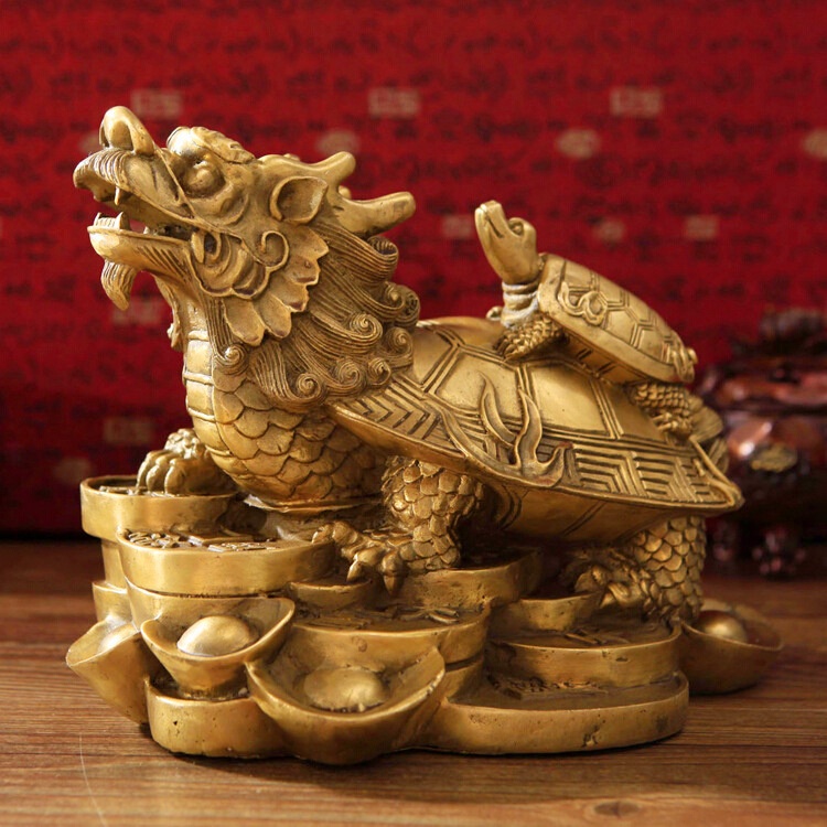 Wenwang Feng Shui Supplies Copper Mother-Child Dragon Turtle Gossip ...