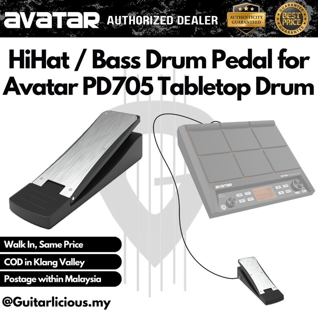 AVATAR HiHat / Bass Drum Pedal for Avatar PD705 Tabletop Drum Kit ...