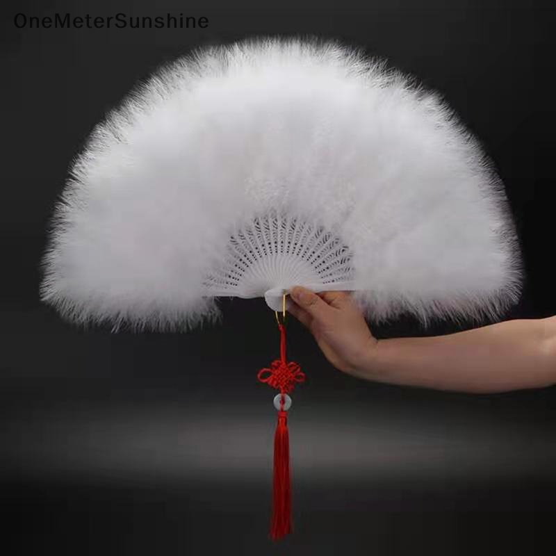 OMS Feather Folding Fan Japanese Sweet Fairy Girl Gothic Court Dance ...