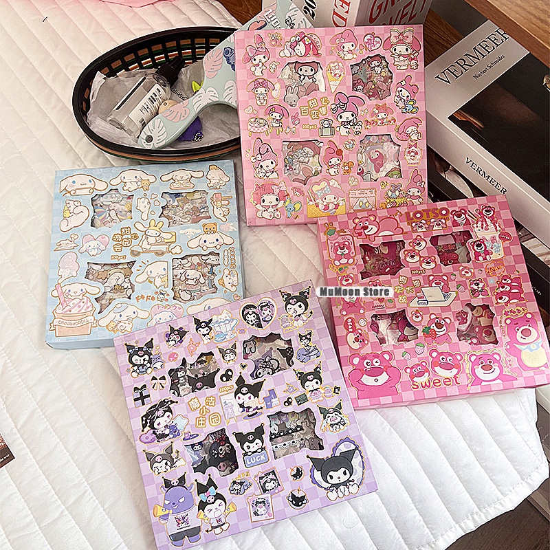 100Sheet (about 500pcs） Cinnamoroll Waterproof Sticker Kuromi Melody ...